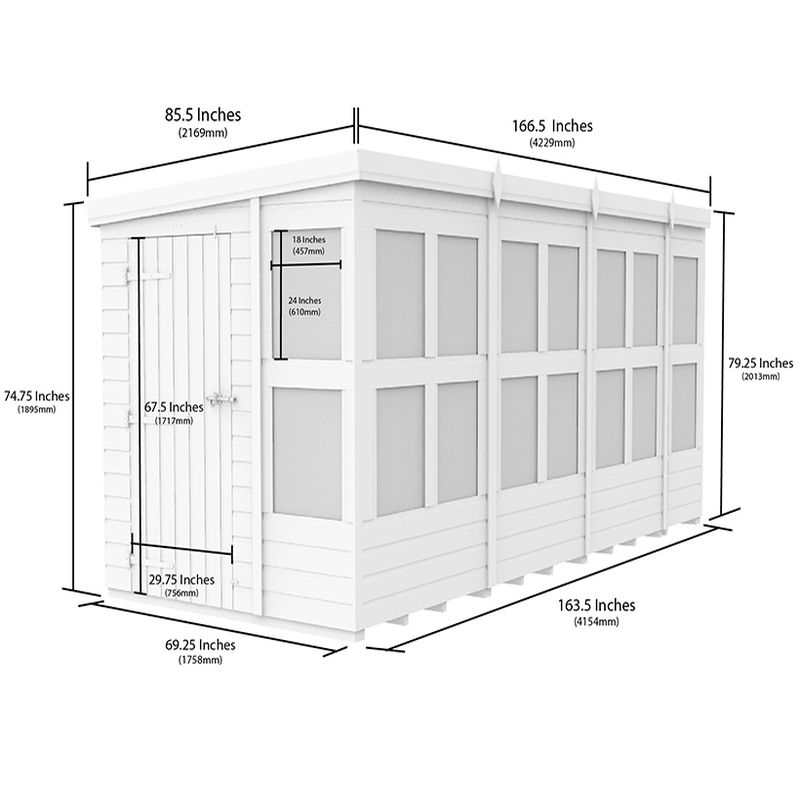 Modular 6x14 Pent Roof Potting Shed