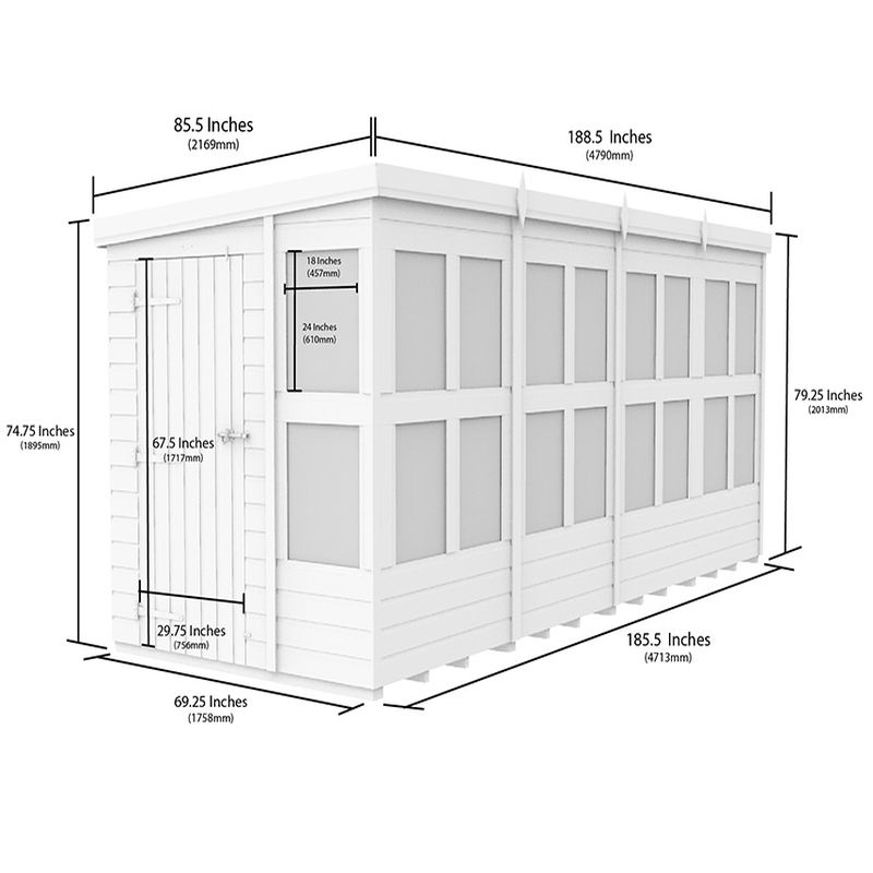 Modular 6x16 Pent Roof Potting Shed